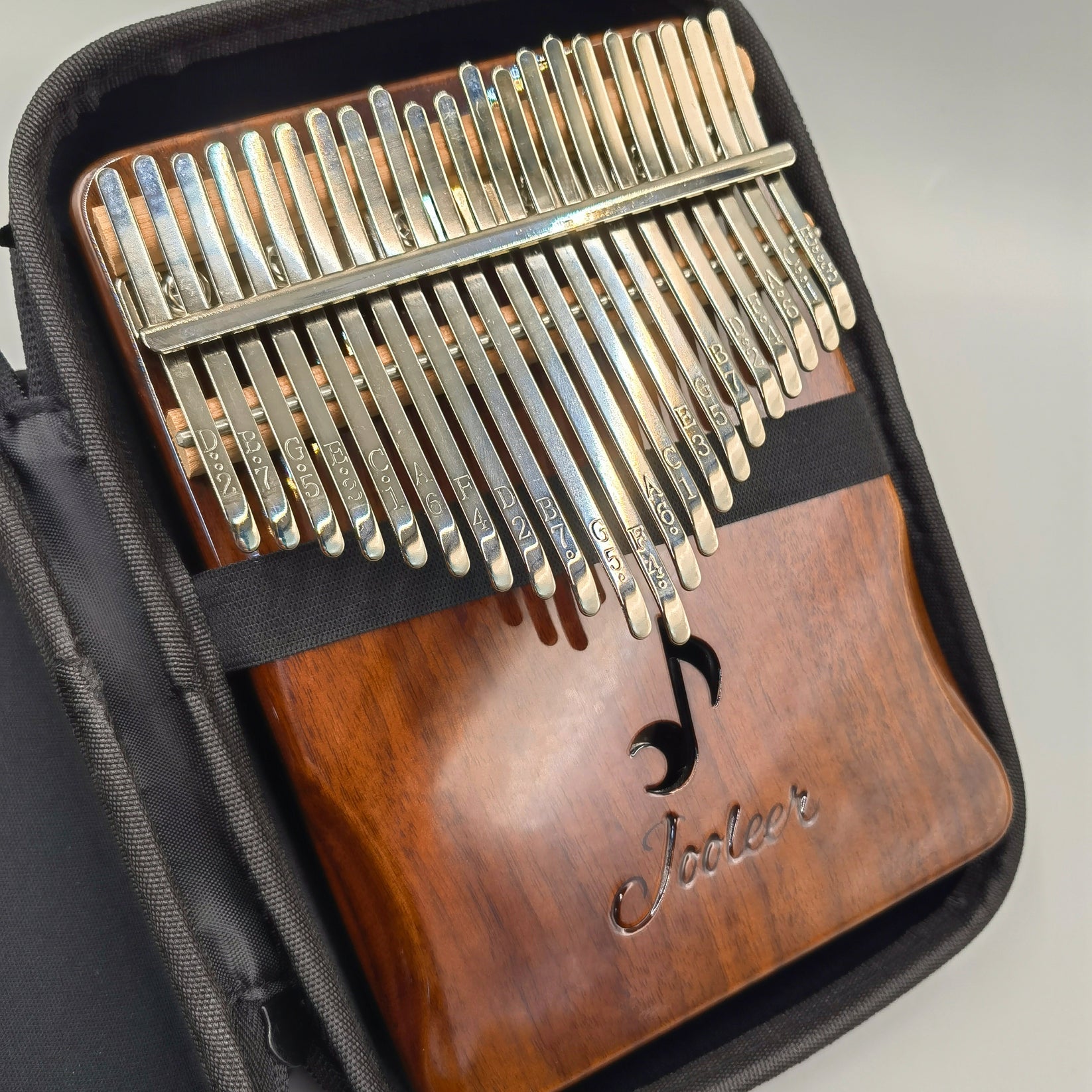 Jooleer 21 Keys Black Walnut Wood Kalimba with Smartphone Stand and Ca