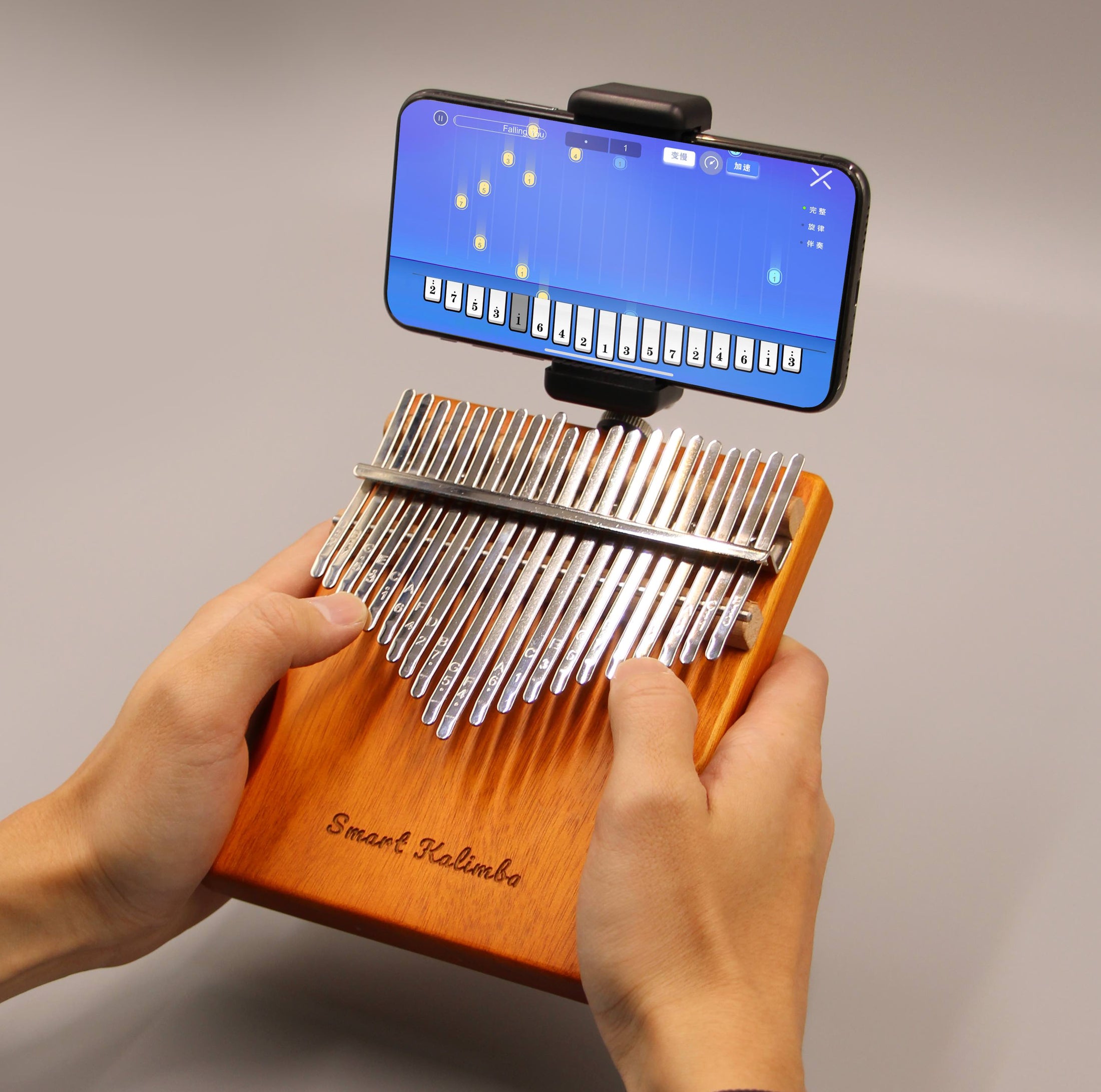 Jooleer Kalimba 17/21 Keys Okoume Wood Board-Style with Smartphone Sta
